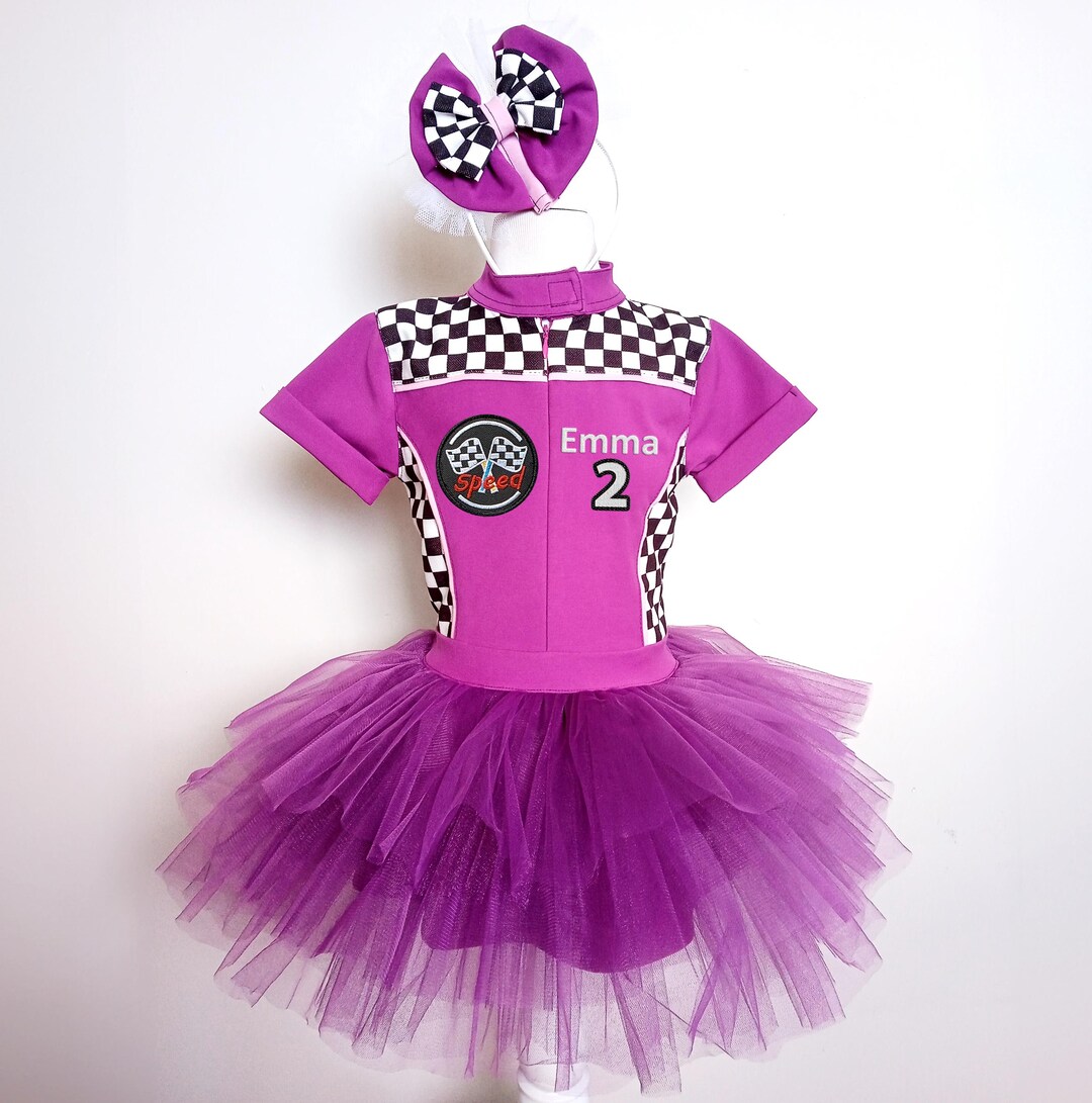 Purple Tutu Checkered Dress Two Fast Birthday Custom Race Suit-race Car ...