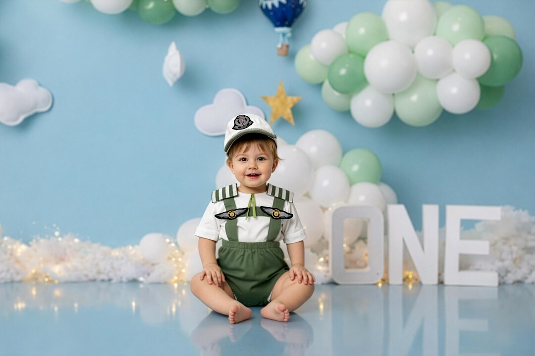 Baby Pilot Costume, 1st Birthday Boy Outfit, Captain Aviator Suit for ...