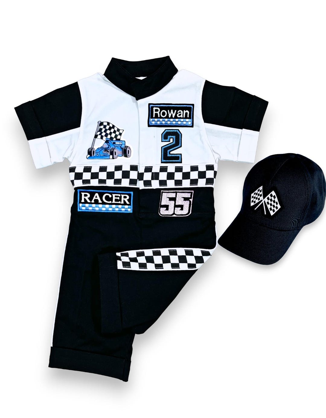Light Blue and Black Race Car Costume - Two Fast Outfit - Fast One ...