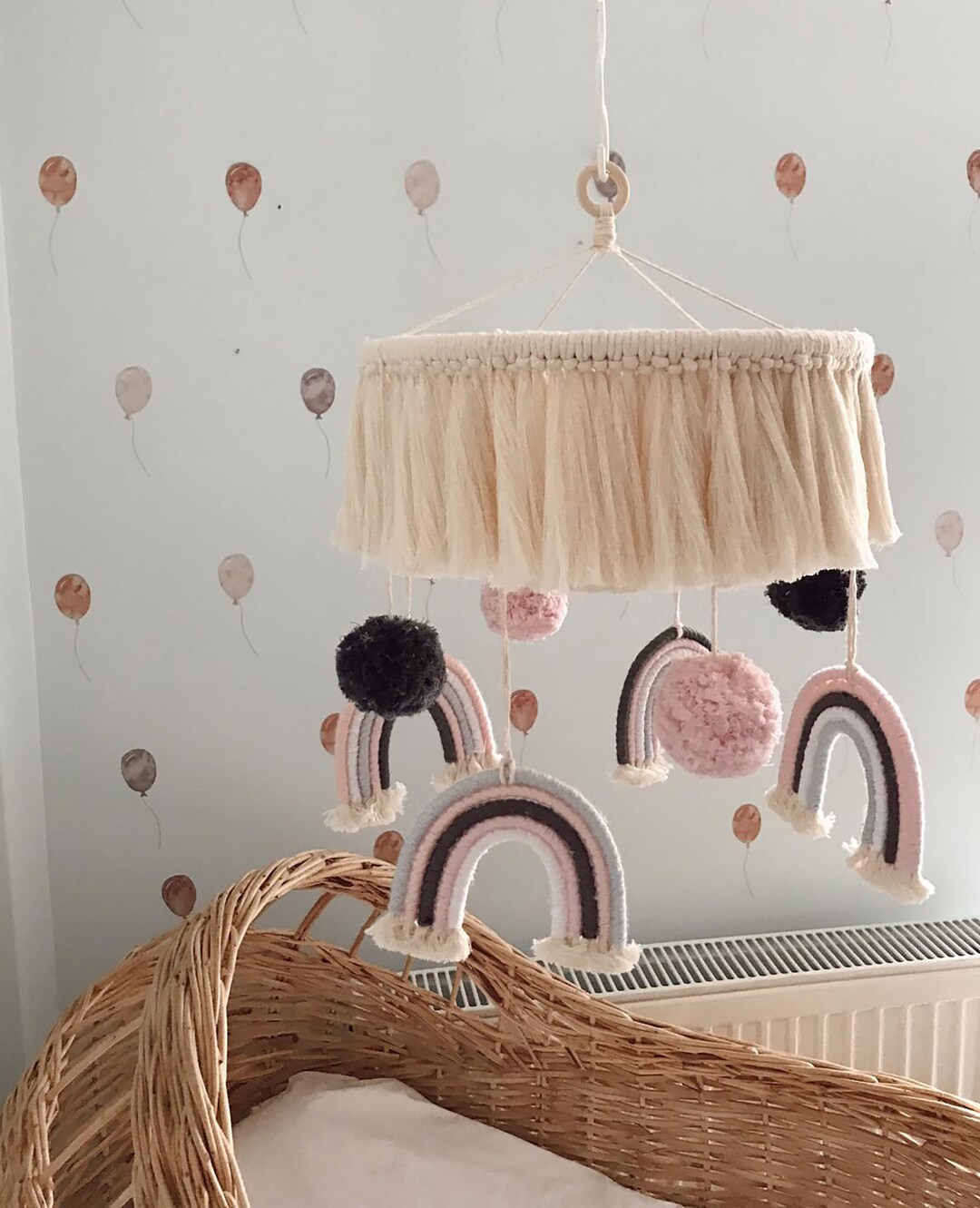 Pink Boho Rainbow Mobile-nursery Baby Mobile-macrame Rainbow-long ...