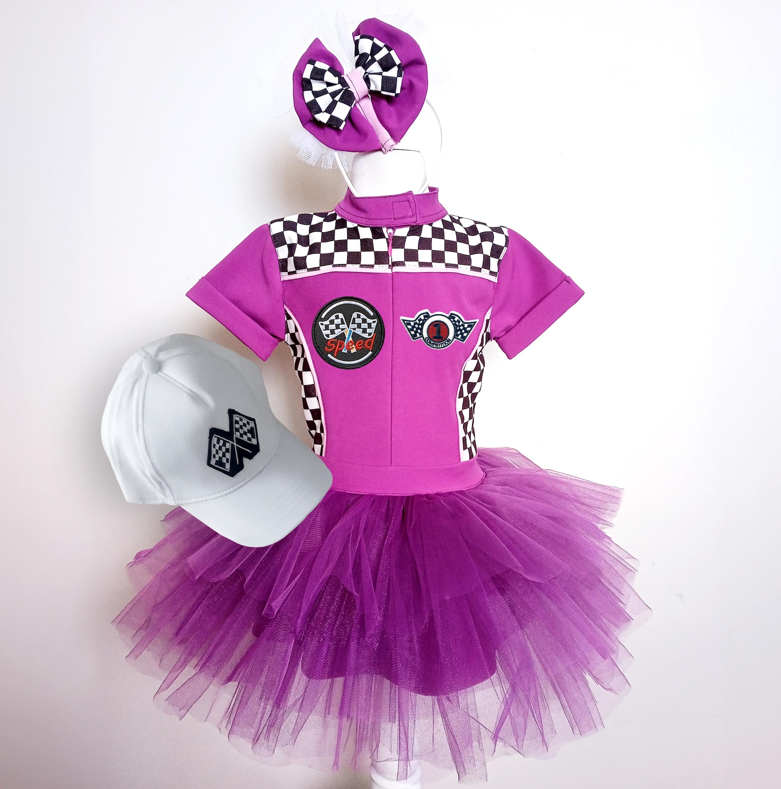 Purple Tutu Checkered Dress Two Fast Birthday Custom Race Suit-race Car ...