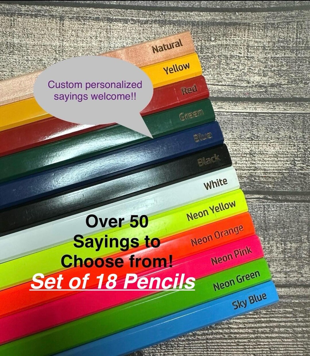 Personalized Carpenter Pencils, Set of 18, Fathers Day, Engraved ...