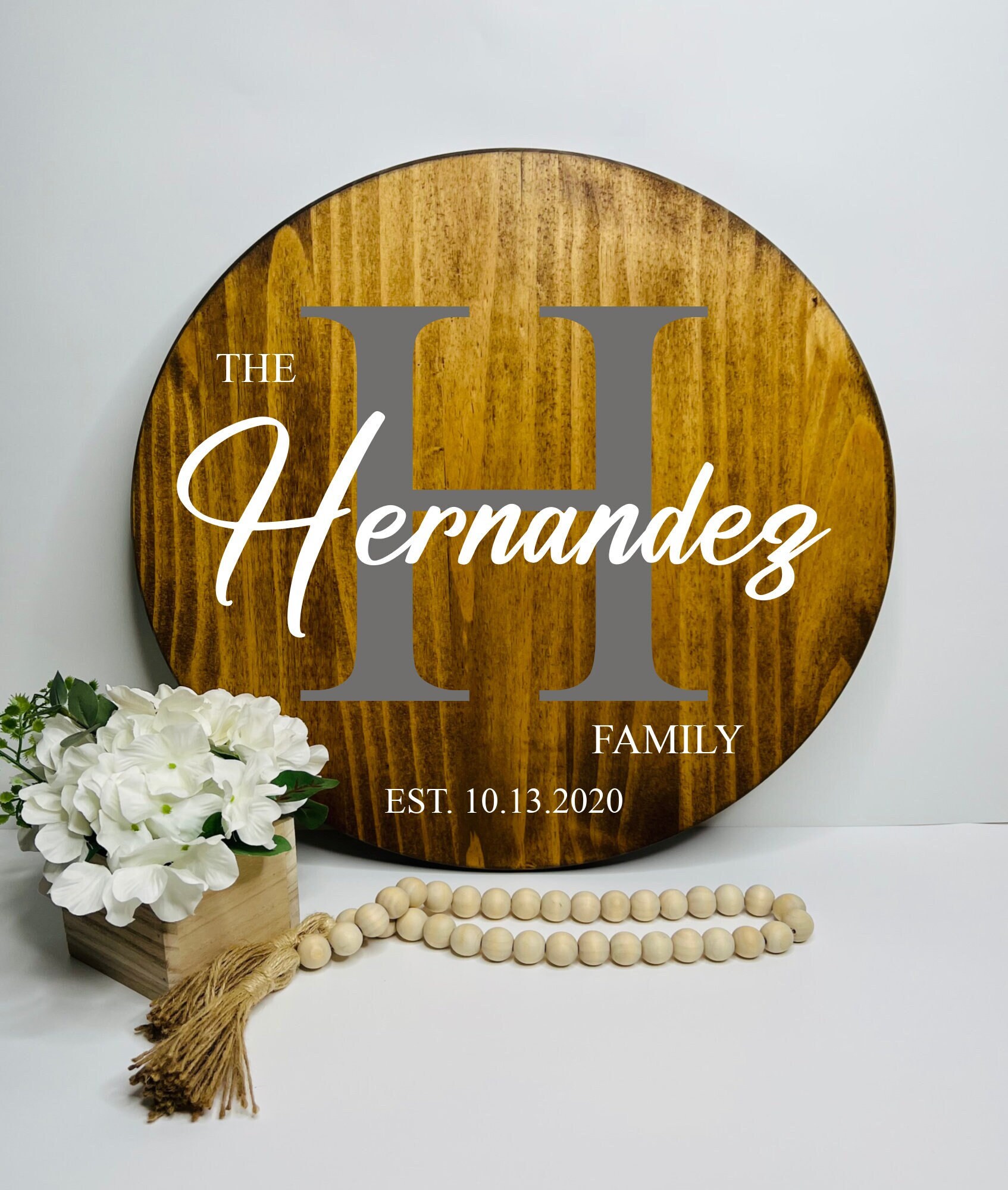 Personalized Round Last Name Sign Family Name Wedding Gift - Etsy