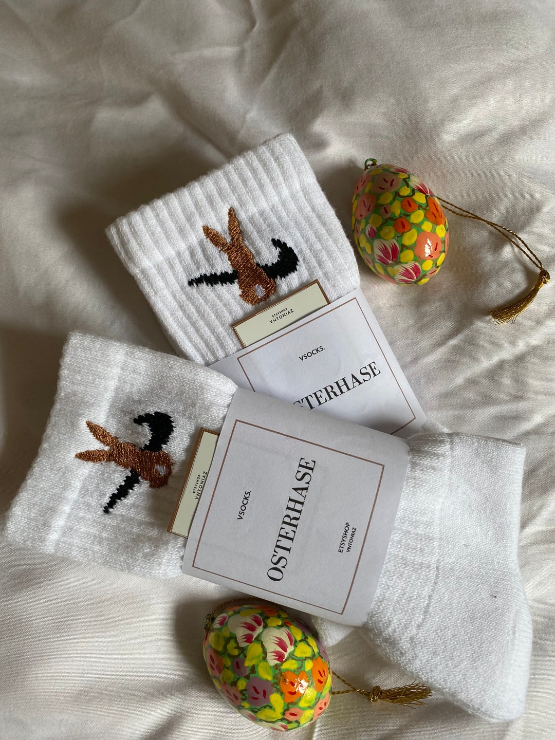 Easter Gift/ Easter Socks/ Hand Embroidered Tennis Socks/ Easter Bunny ...
