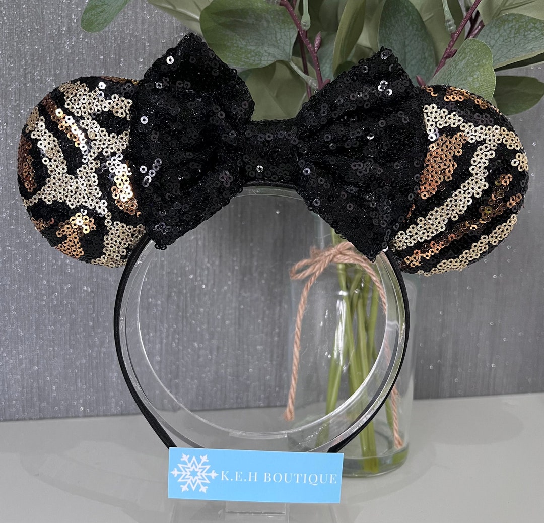 Animal Kingdom Leopard and Black Bow Disney Inspired Mickey Minnie ...
