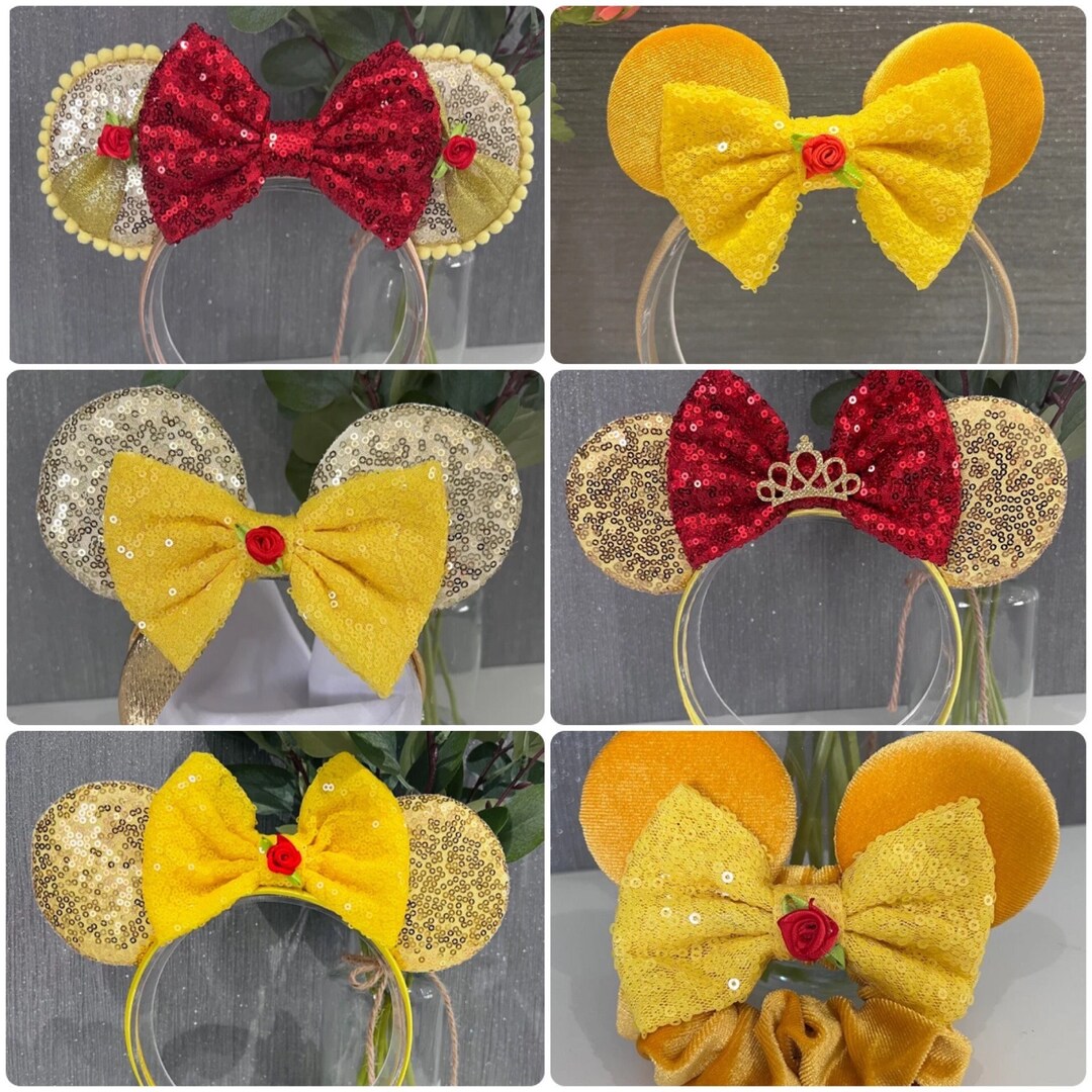 Belle Beauty & the Beast Disney Inspired Mickey Minnie Mouse Ears ...