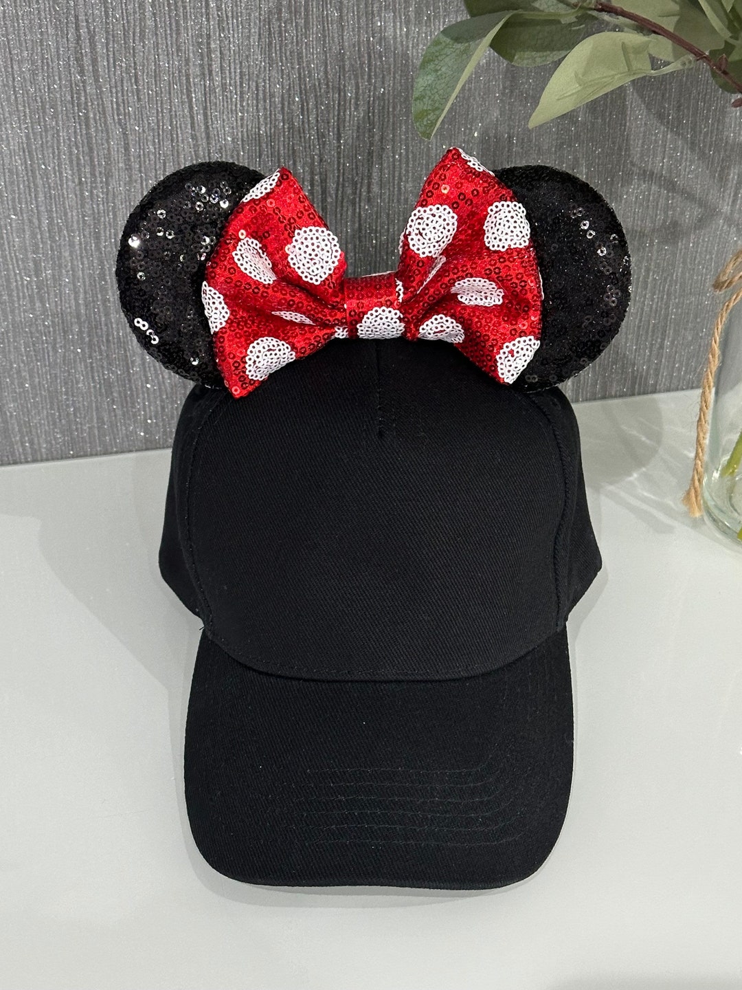 Mouse Ear Baseball Cap Hat Disney Inspired Mickey Minnie Ears Headband ...