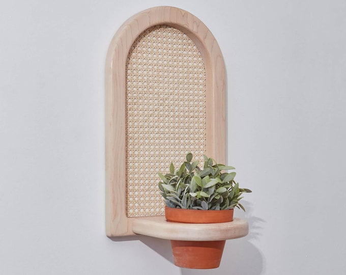 Maple Wood Rattan Planter Cane Wooden Plant Holder for a Boho Decor ...