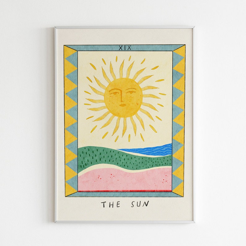 The Sun Poster, Printable Wall Art, the Sun Illustration, Downloadable ...