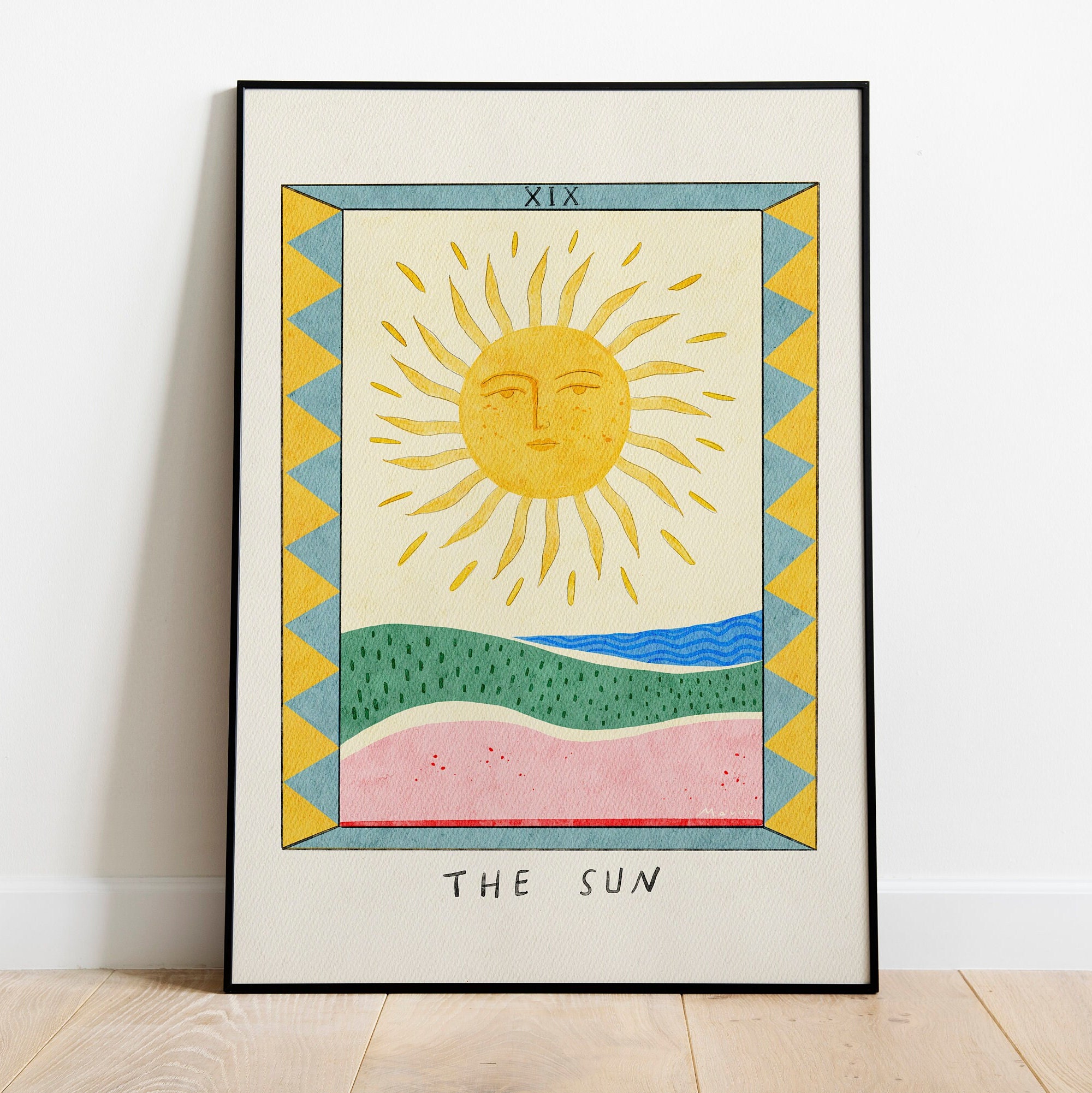 The Sun Poster, Printable Wall Art, the Sun Illustration, Downloadable ...