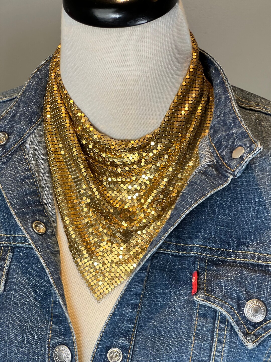 Vintage Mesh Bib Scarf Gold Necklace Rau Fastener Co. Button - Etsy