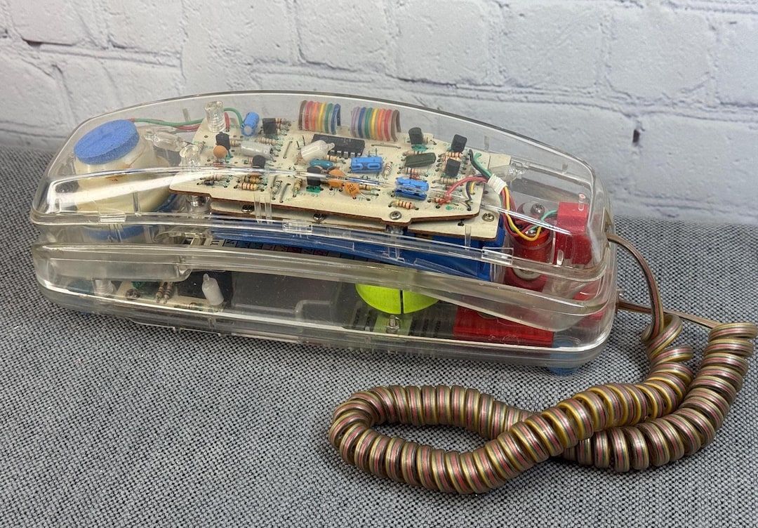 Vintage WORKING Retro 1980's Neon Clear See Through Landline Phone ...