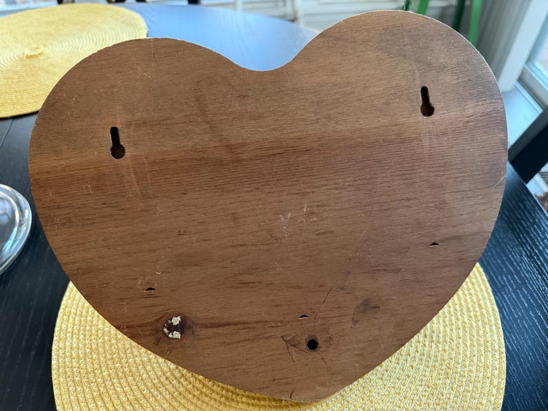 Vintage Wooden Heart Shaped Shelf, Blue Tulip Floral Decoration, Hand ...