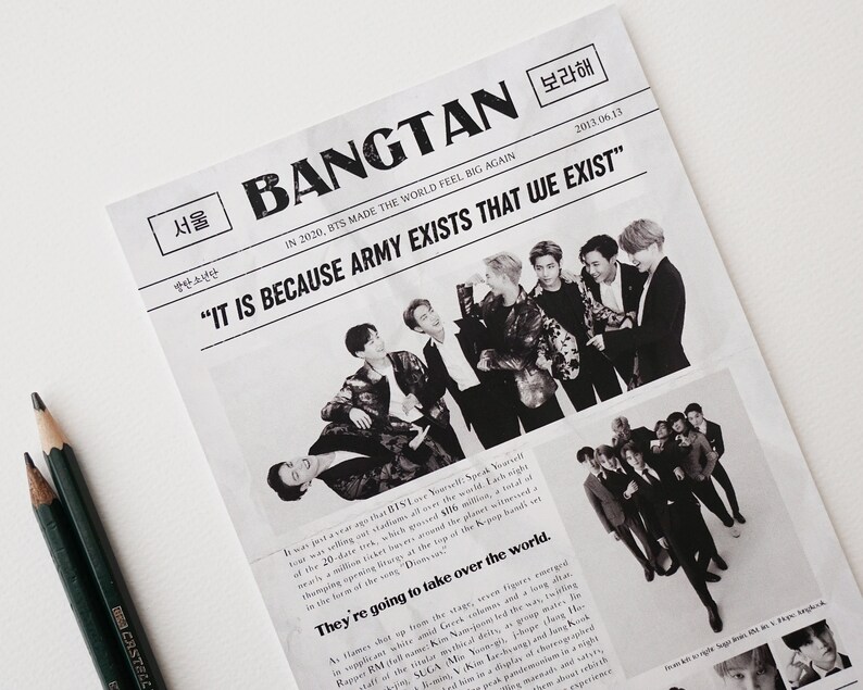 BTS NEWSPAPER retro poster | Etsy