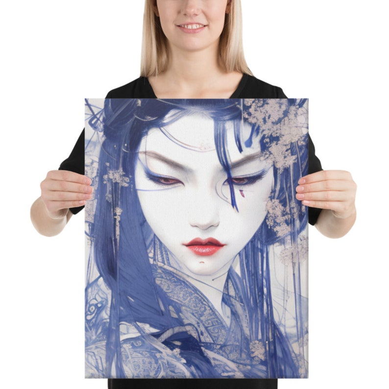 Japanese Geisha Canvas Print Digital Wall Art - Etsy