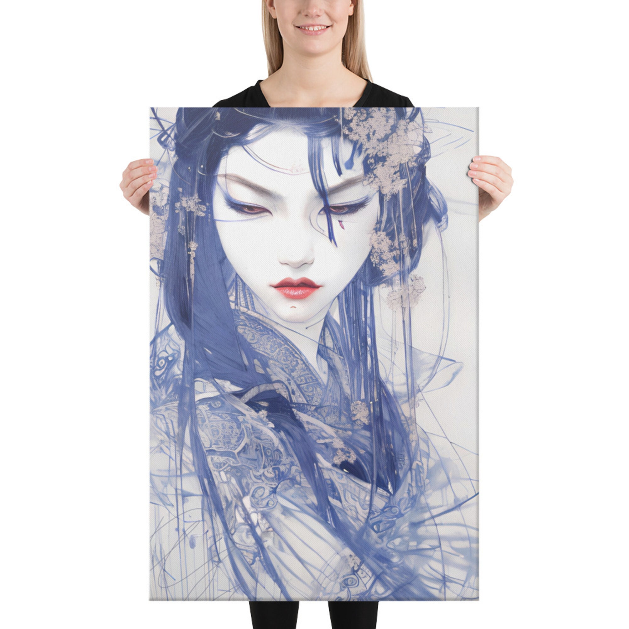 Japanese Geisha Canvas Print Digital Wall Art - Etsy