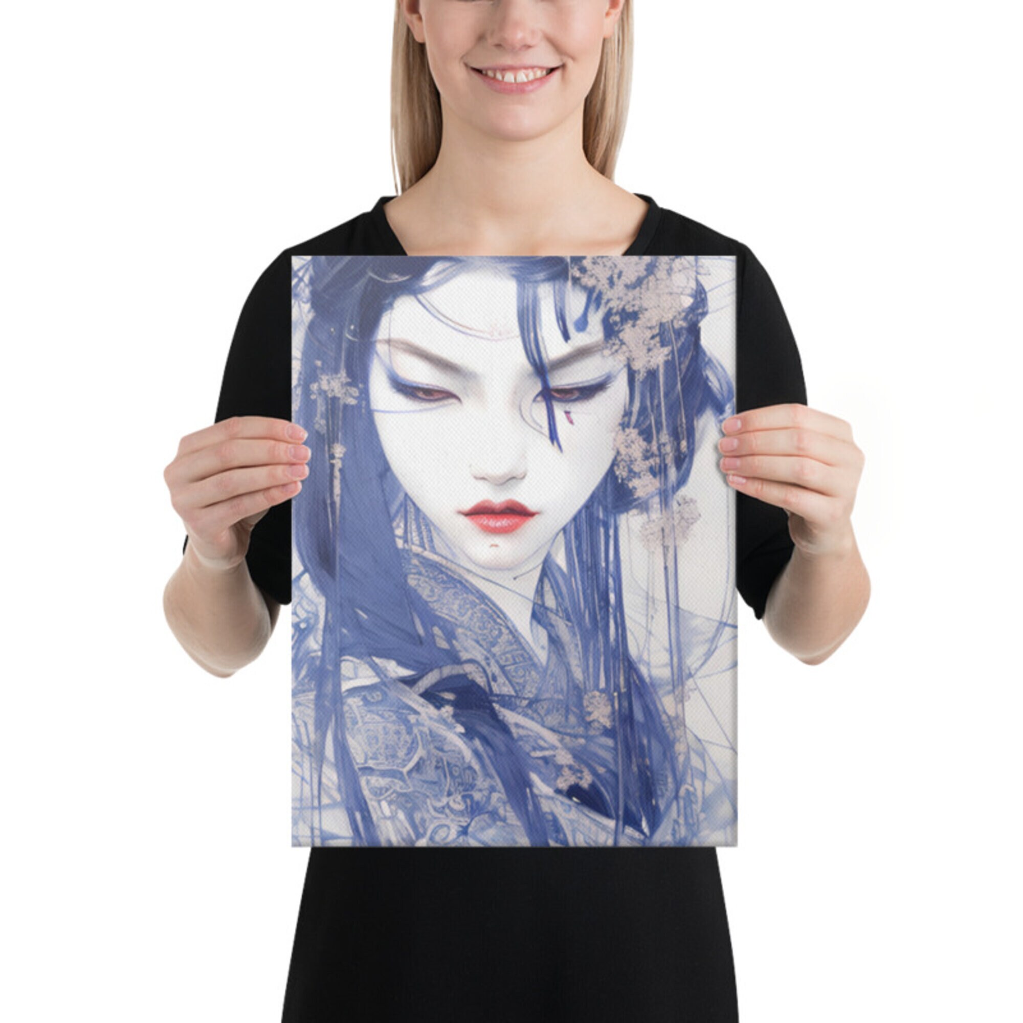 Japanese Geisha Canvas Print Digital Wall Art - Etsy