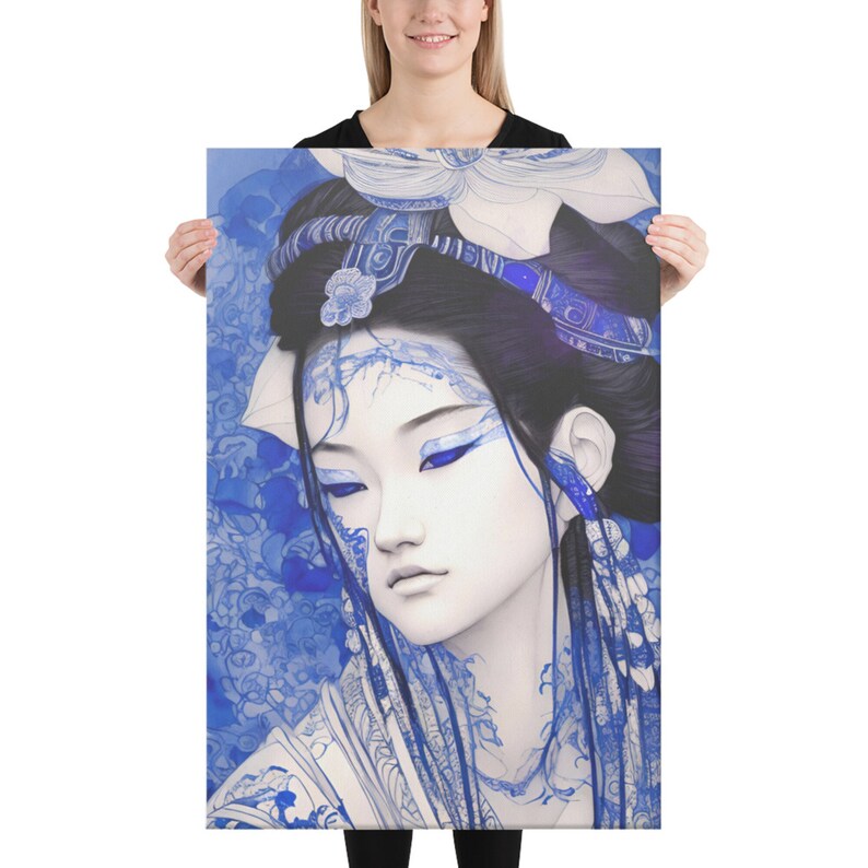 Japanese Geisha Samurai Canvas Print - Wall Art Print Deco - Etsy