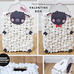 Sheep VALENTINE'S DAY BOX Printable Diy Kids Classroom Party Class ...