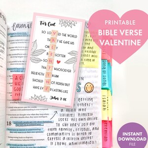 Bible Verse VALENTINE Bookmark PRINTABLE Christian Religious Tag Label ...