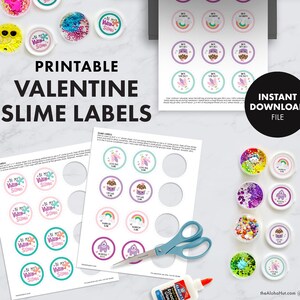 Slime PRINTABLE Non-candy VALENTINE Label Valentine's Day Kids Party ...