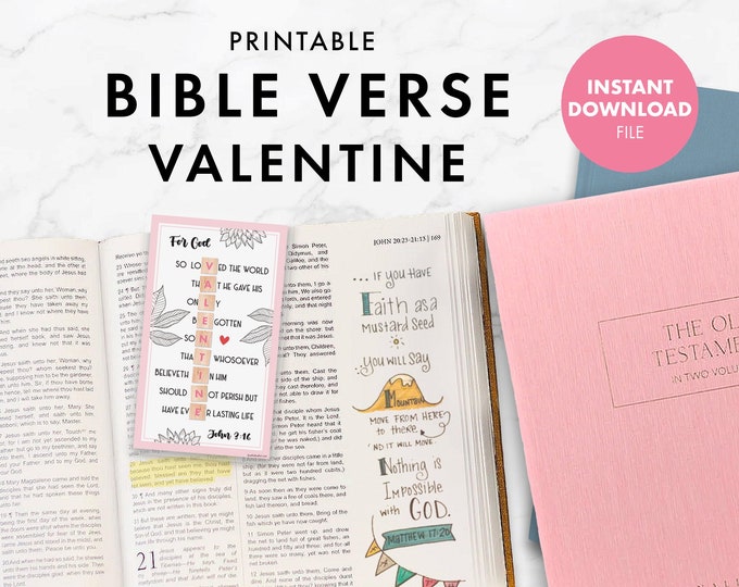 Bible Verse VALENTINE Bookmark PRINTABLE Christian Religious Tag Label ...