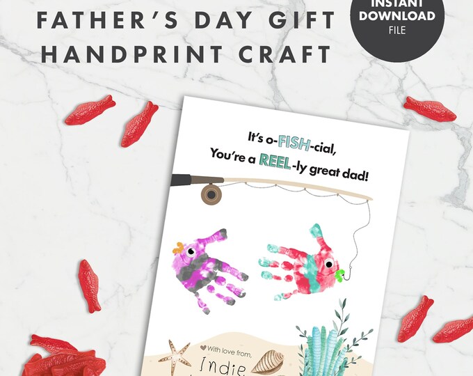 FATHER'S DAY Craft Gift Kids Fingerprint Handprint Footprint Craft Art ...
