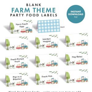 FARM ANIMAL Party Food Labels Cards Kids Birthday Decorations Decor ...