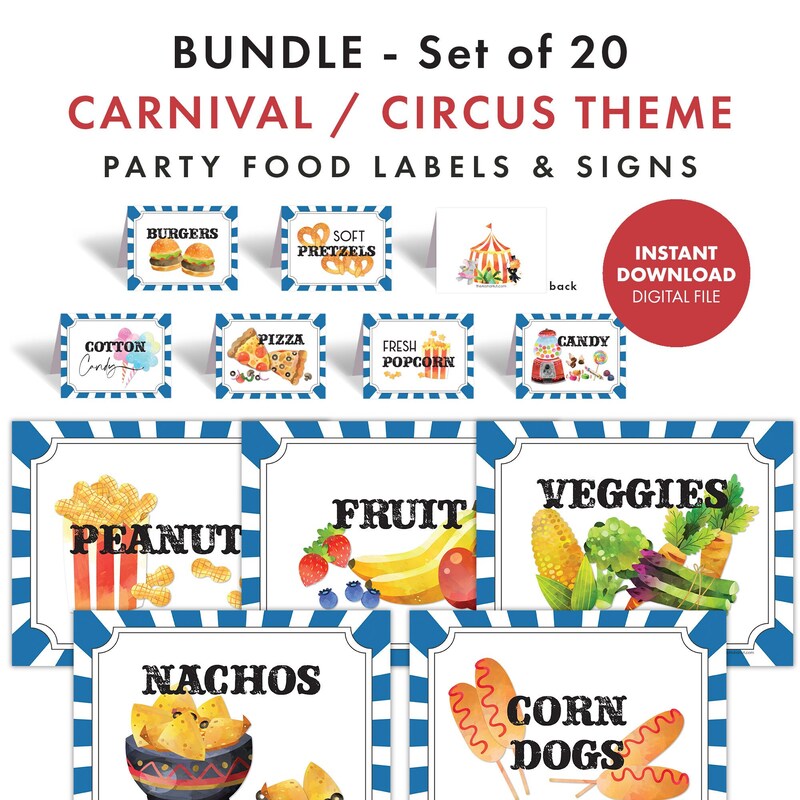 Carnival Food Labels - Etsy