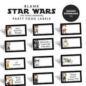 STAR WARS Party Food Labels Cards Kids Birthday Decorations Decor the ...