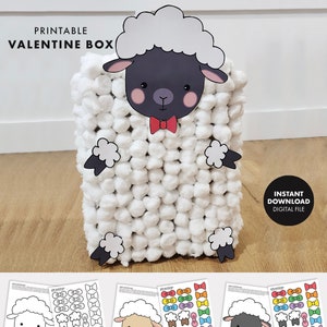 Sheep VALENTINE'S DAY BOX Printable Diy Kids Classroom Party Class ...