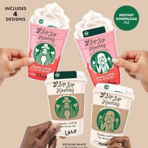 Coffee Drink TEACHER APPRECIATION Gift Card Holder Thank You Printable ...