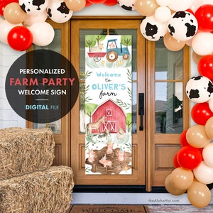 PERSONALIZED FARM Door Poster Kids Birthday Party Decoration Decor ...