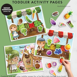 FRUIT & VEGGIE Sorting Game Preschool Worksheets Activity Pages Busy ...