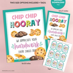 Cookie TEACHER APPRECIATION Sign Poster Thank You Tags Staff Printable ...