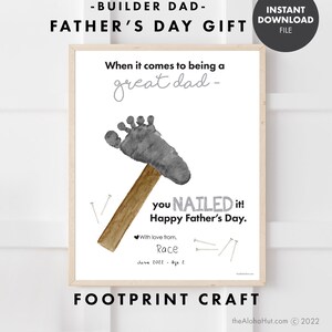 FATHER'S DAY Craft Card Gift Kids Handprint Footprint Craft Art Builder ...