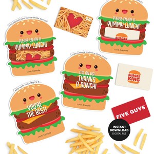 Burger Fast Food TEACHER APPRECIATION Gift Card Holder Coach Thank You ...
