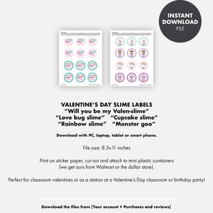 Slime PRINTABLE Non-candy VALENTINE Label Valentine's Day Kids Party ...