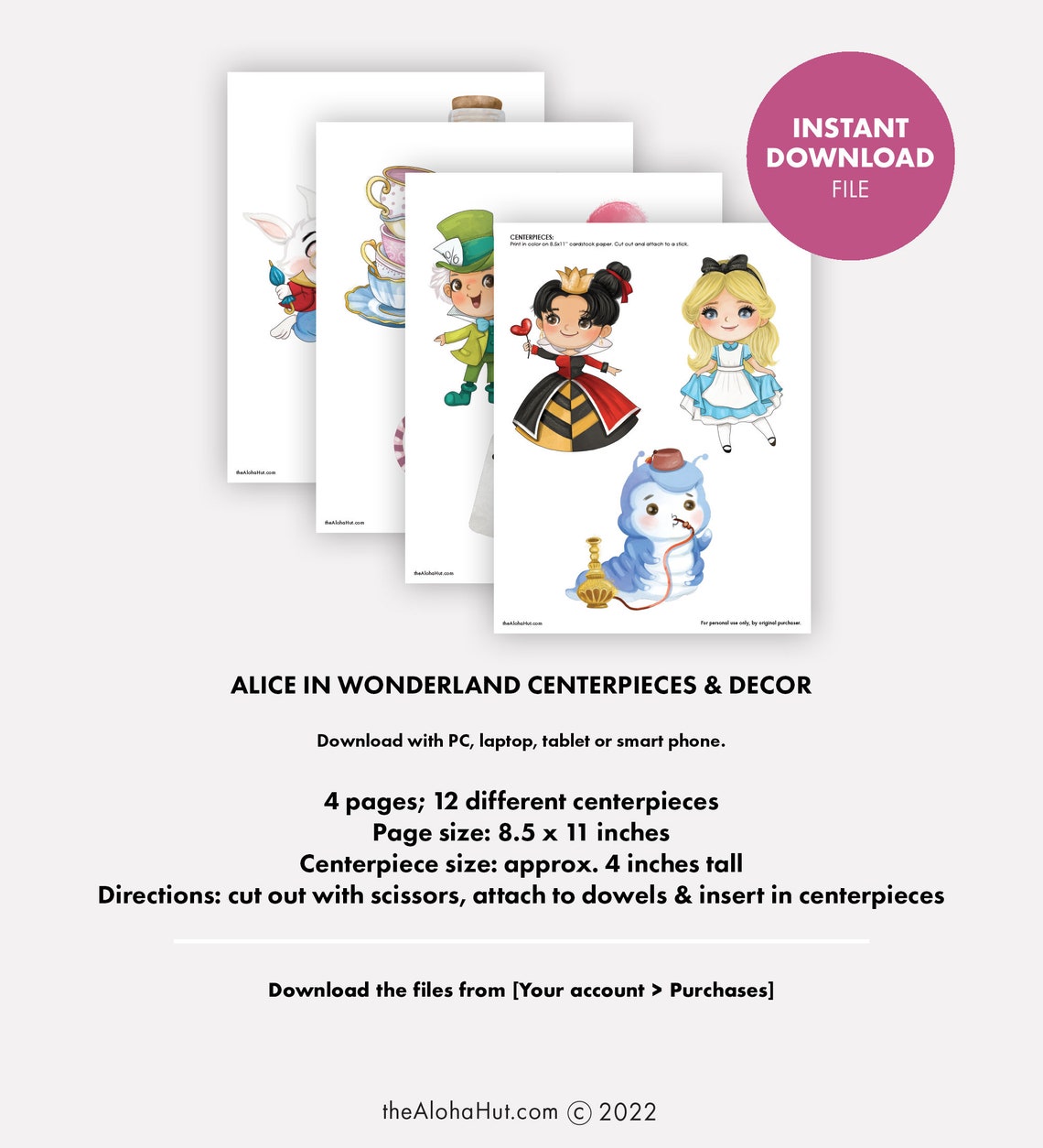 ALICE IN WONDERLAND Kids Birthday Party Centerpieces Decor - Etsy