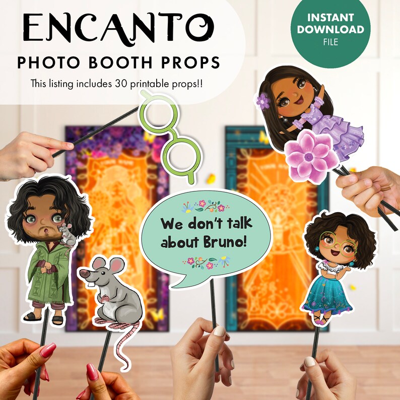 ENCANTO Kids Birthday Party PHOTOBOOTH PROPS Digital Printable - Etsy