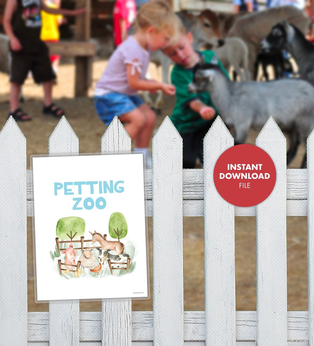 FARM ANIMAL Party Sign Petting Zoo Activity Game Labels Kids Birthday ...