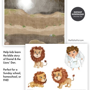 DANIEL and the LIONS' DEN Bible Story Puppets & Scenes Kids Activity ...
