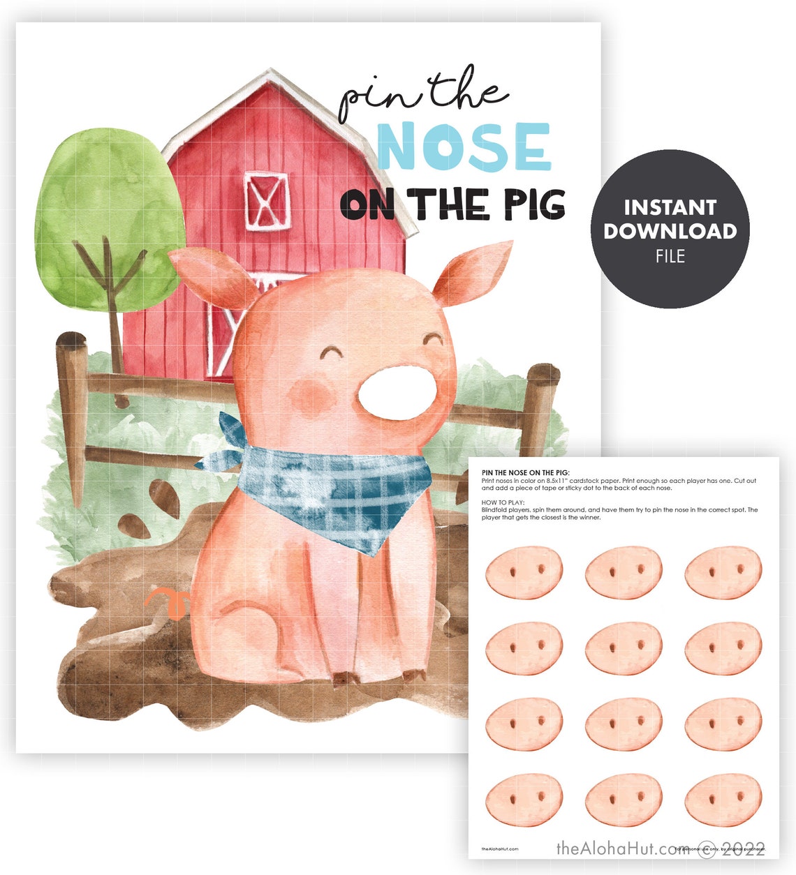FARM ANIMAL Kids Birthday Party Pin the Tail Game Party Games - Etsy