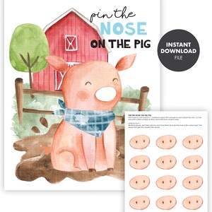 FARM ANIMAL Kids Birthday Party Pin the Tail Game Party Games Printable ...