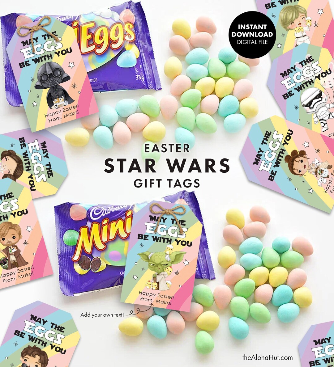STAR WARS EASTER Tags Handout Label Treat Gift Class Party Yoda Ren ...