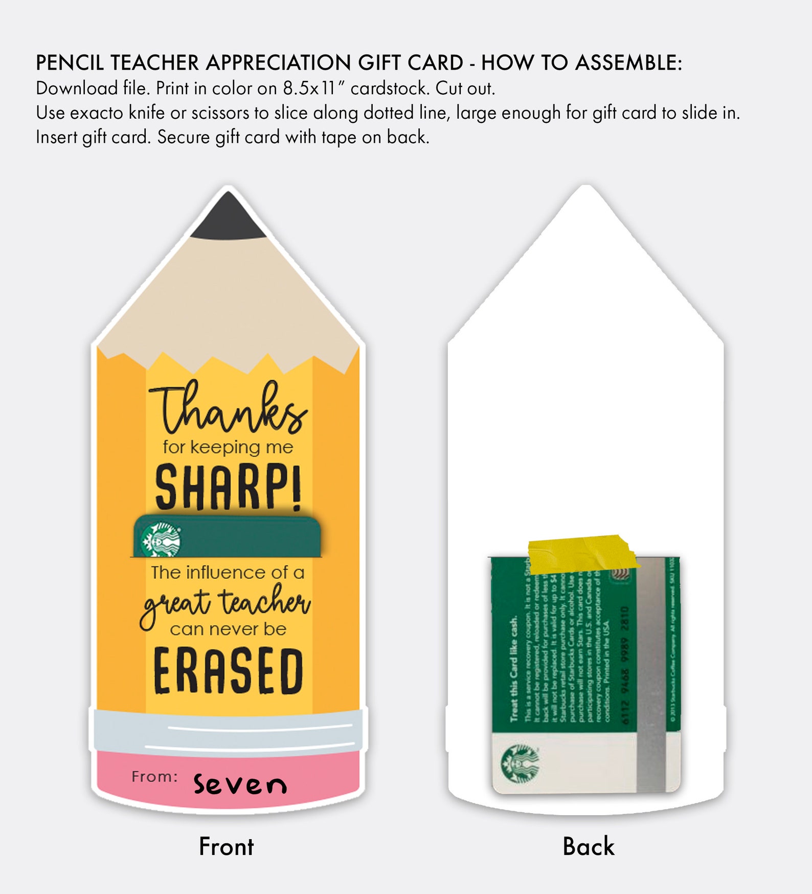 Pencil TEACHER APPRECIATION Gift Card Holder Thank You - Etsy