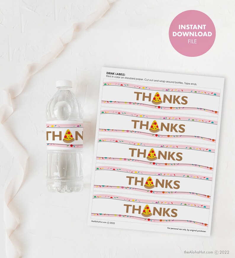 PIZZA Drink Labels Party Decorations Decor Instant Download - Etsy