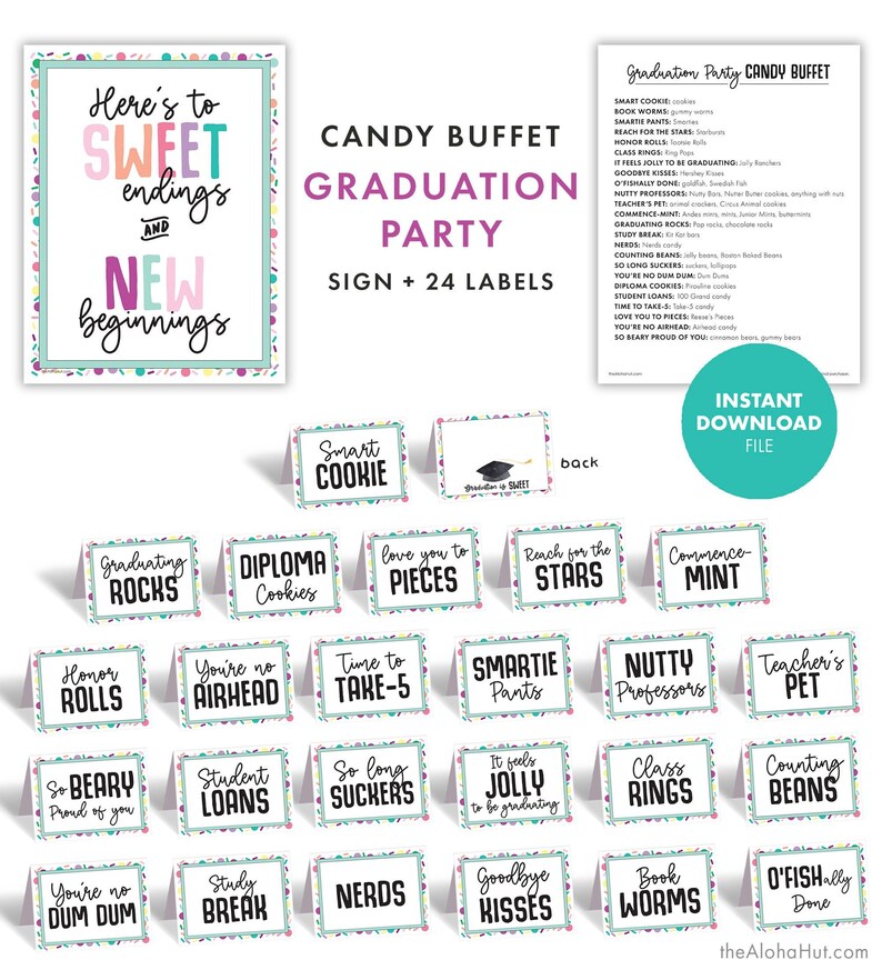 GRADUATION Party Pack CANDY BUFFET Labels Signs Decor - Etsy