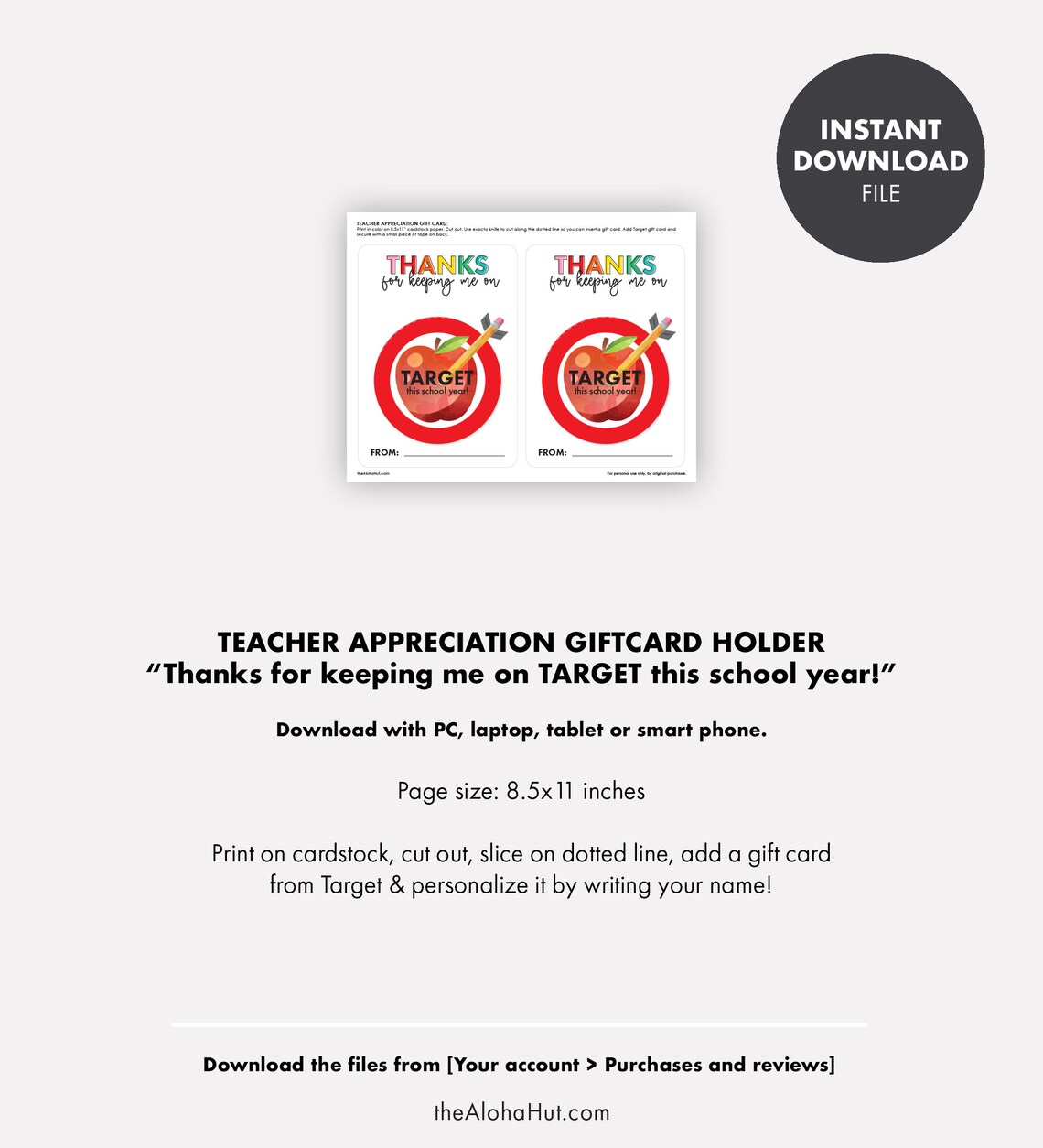 TEACHER APPRECIATION Gift Card Holder Thank You Printable - Etsy