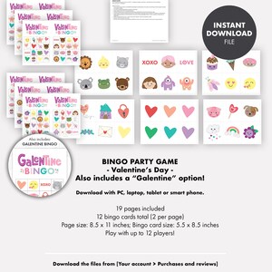 VALENTINE'S DAY Bingo Game Kids Party Classroom Toddler Preschool ...